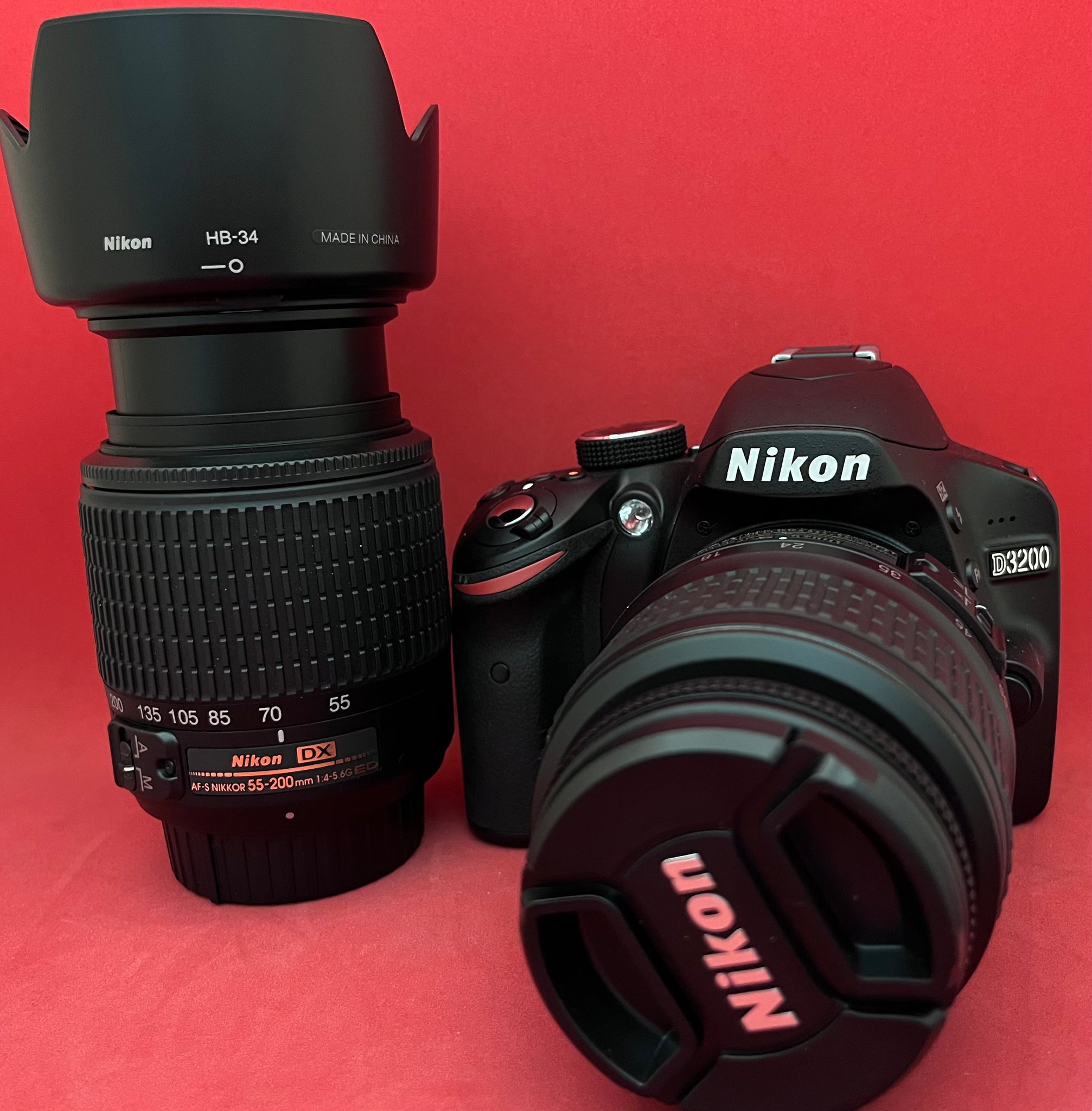 Nikon D3200 Camera 24.2 MP CMOS Digital SLR with 18-55mm & 55-200mm le ...