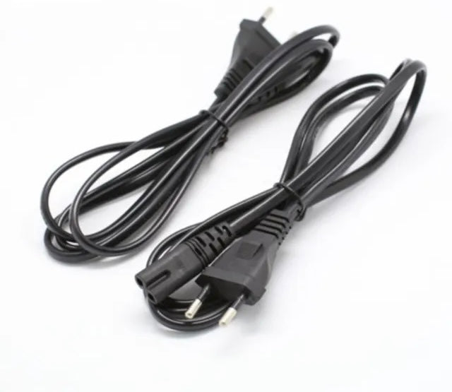 Figure-8 (C7/C8) to EU 2 Pin Power Cord Cable (2 cable) – Luck Tech Cameras